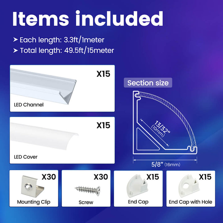 Muzata 3.3FT/1M V-shaped LED Aluminum Channel with Milky White Cover ...