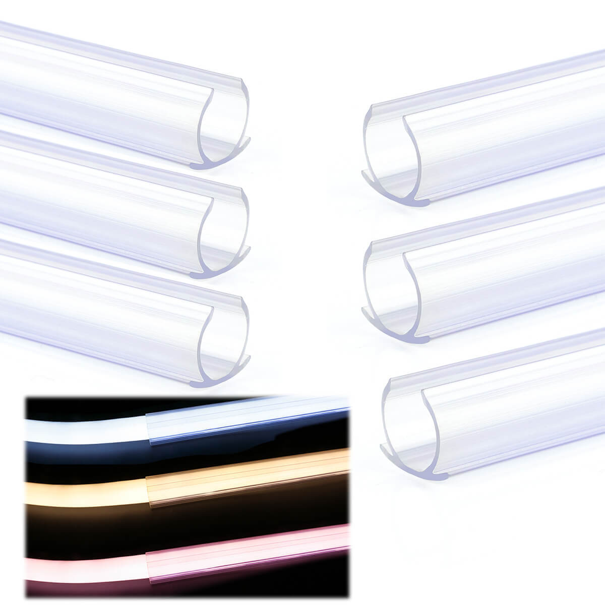 Muzata 3.3FT Clear PVC Plastic U Channel Rope Light Mounting Acc Holde ...