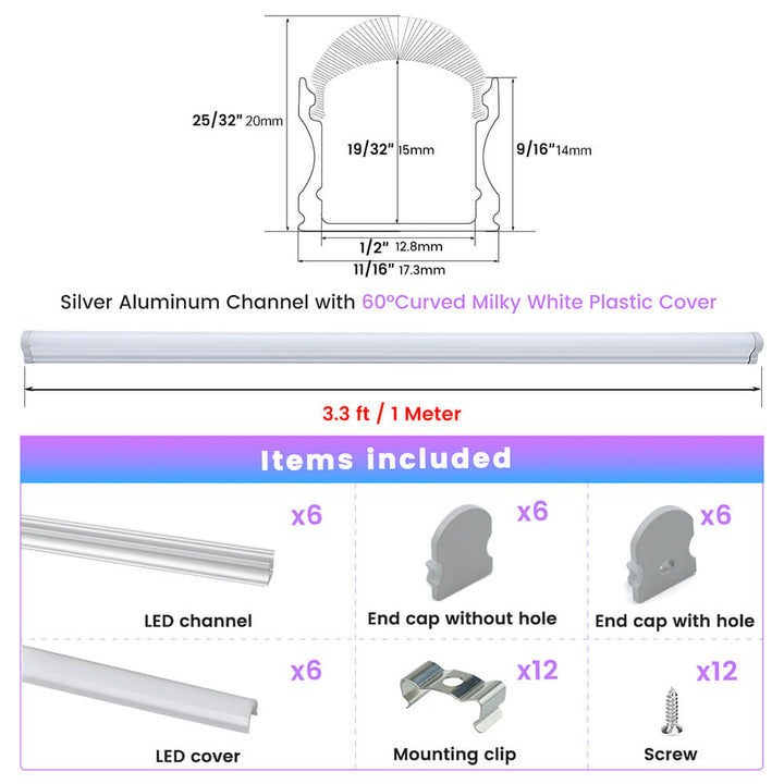 Aluminum U Channel for LED Lighting - Muzata LED – Muzata LED Channel ...