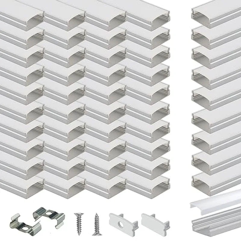 U-shaped LED channel 17x7 oxidized silver trough milky white cover 1M ...