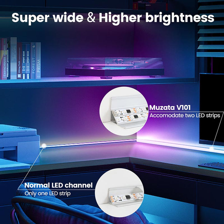 Muzata V Shaped Spotless LED Channel with Milky White Cover V101 ...