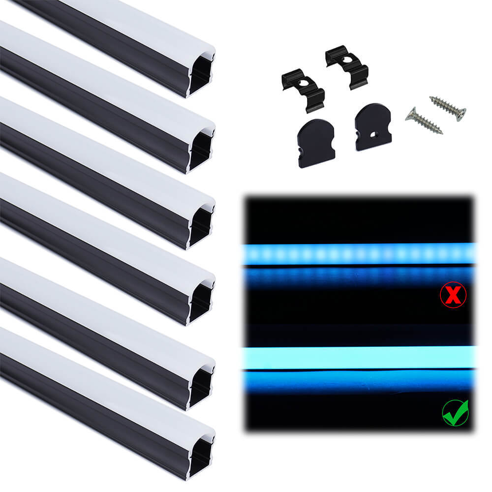 17x20mm Black LED Light Channel System | Muzata USA – Muzata LED ...