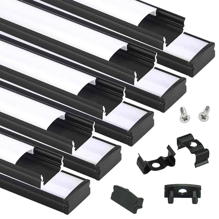 U-Shape Black LED Aluminum Channel System with Milky White Cover Lens ...